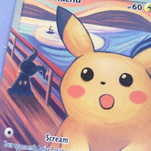 Holo the Scream Pikachu Pokemon Card/ Custom Holographic Pokémon Card ...