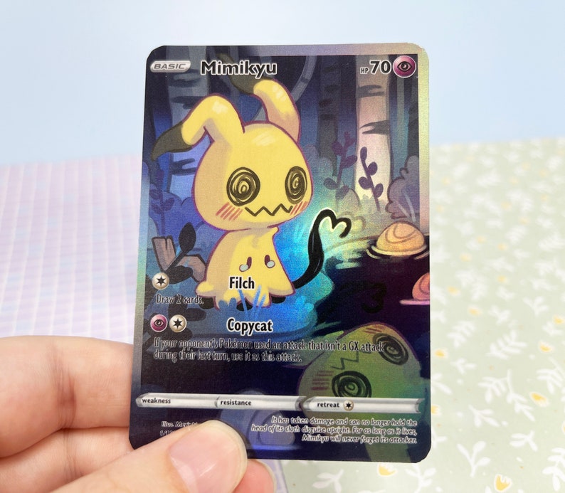 Mimikyu Pokémon Card / Hand Made Custom Holographic Pokémon Card ...