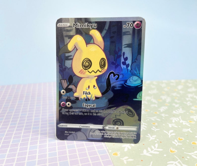 Mimikyu Pokémon Card / Hand Made Custom Holographic Pokémon Card ...