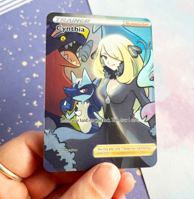 Holo Cynthia Pokémon Champion Card - Hand Made V Card - Etsy