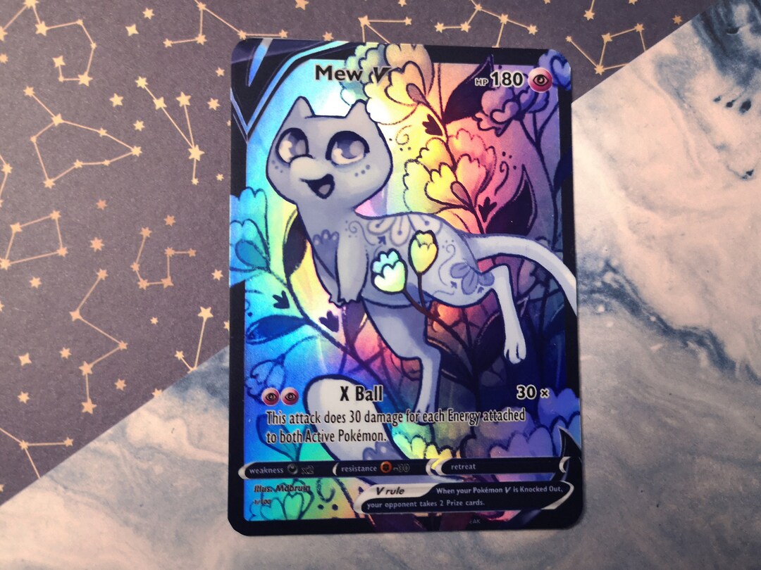 Shiny Mew Holographic Pokemon Card / Custom Holographic Pokémon Card ...