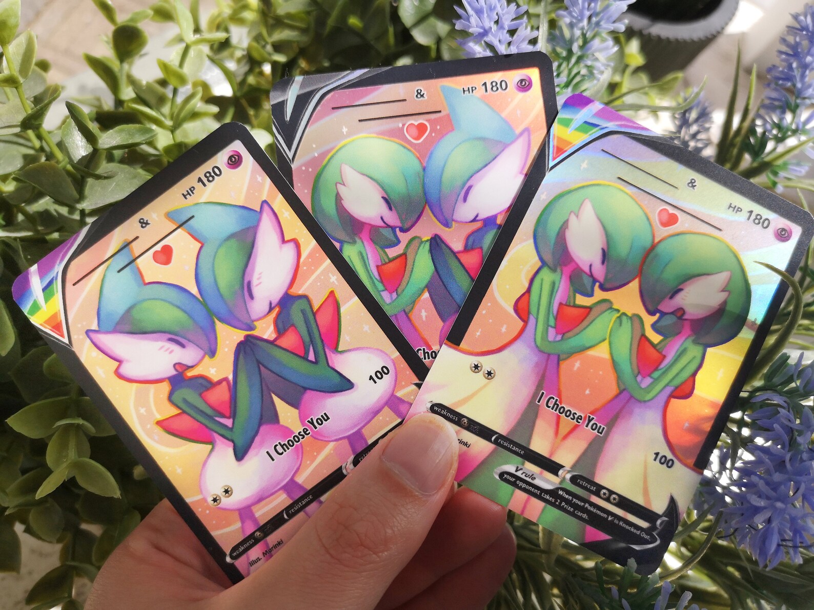 Holo Pride Gardevoir and Gallade / Custom Holographic Pokémon - Etsy
