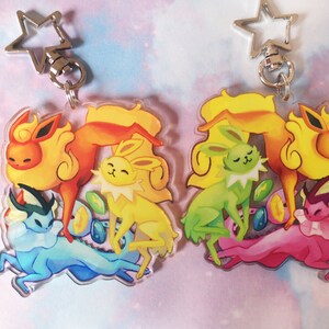 Acrylic Pokemon Eeveelution Charm Bouble Sided / 2,5 Inch / Jolteon, Flareon, Vaporeon ,umbreon ...