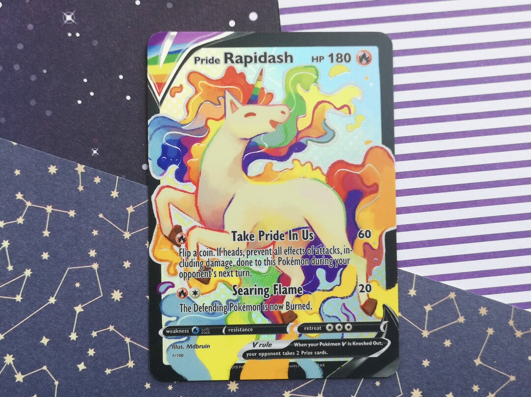 Holo Pride Month Rainbow Rapidash / Hand Made Custom Holographic ...