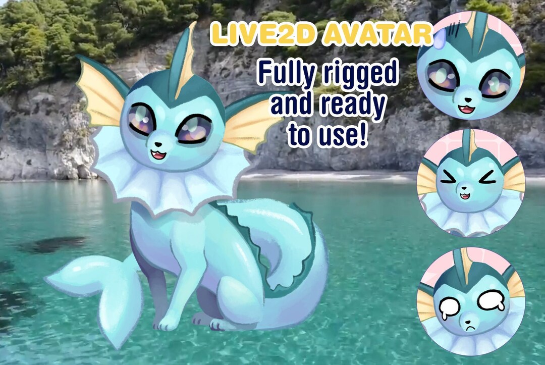 Vtuber Pokemon Vaporeon Eeveelution Fully Body/Fully - Etsy México