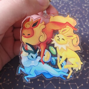 Acrylic Pokemon Eeveelution Charm Bouble Sided / 2,5 Inch / Jolteon, Flareon, Vaporeon ,umbreon ...