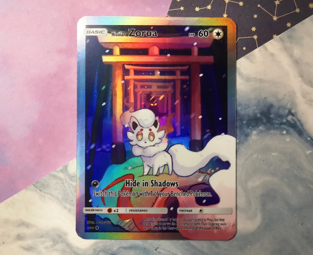 Holo Zorua Hisuian / Hand Made Custom Holographic Pokémon Card / Basic ...
