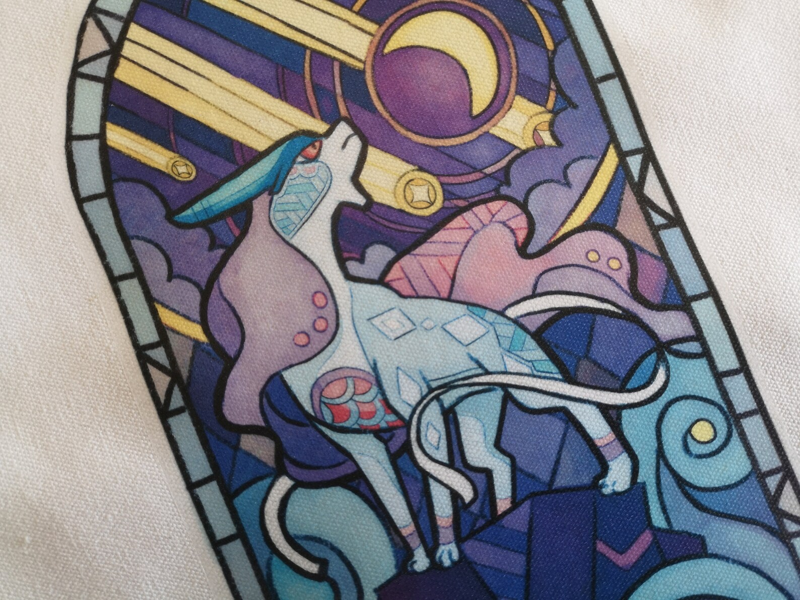 Pokemon Entei Raikou or Suicune stained glass art / totebag / | Etsy