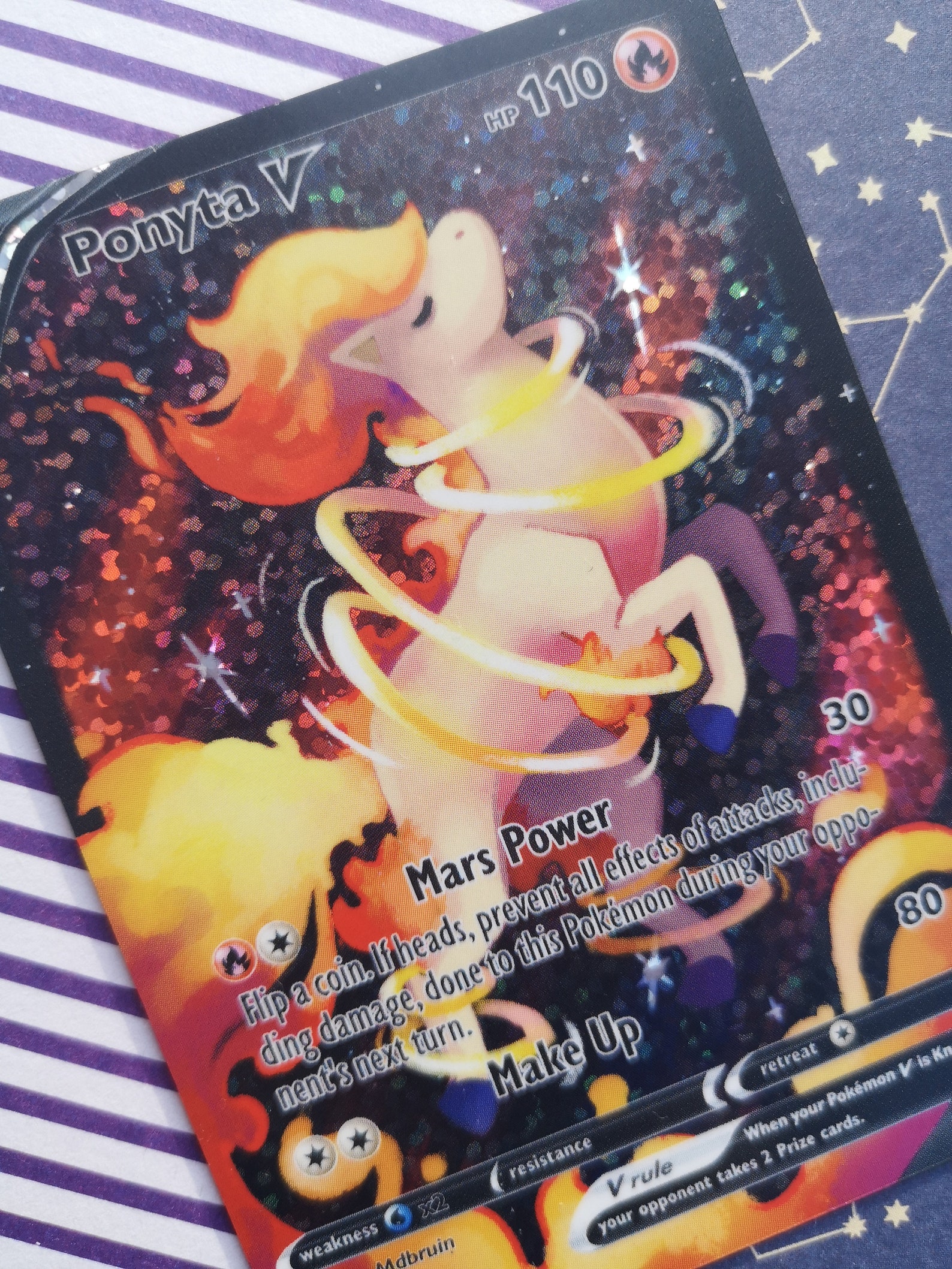 Holo glitter Ponyta or Galarian Ponyta/ Custom holographic | Etsy