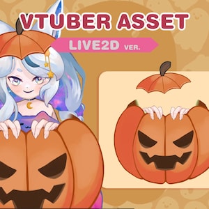Vtuber Asset | Halloween Pumpkin | Live2d Version | - Etsy