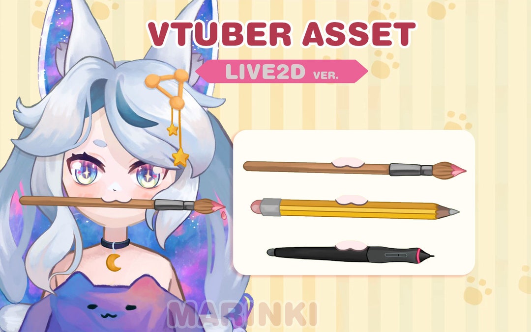 Vtuber Asset | Digital Drawing Pen, Brush, and Pencil in Mouth | Live2d ...