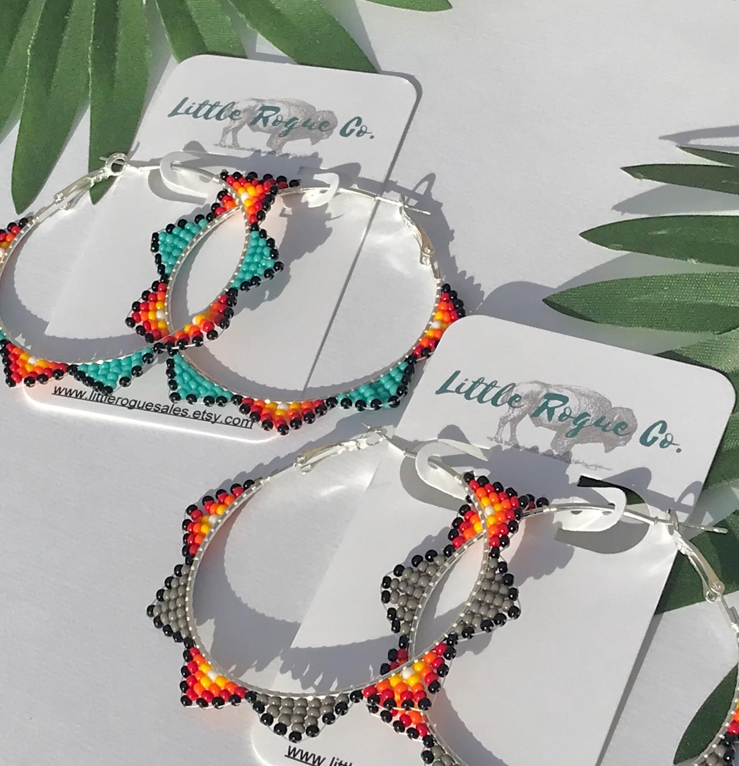 Handmade Lightweight Western Beaded Hoop Earrings | Sunrise Hoops ...