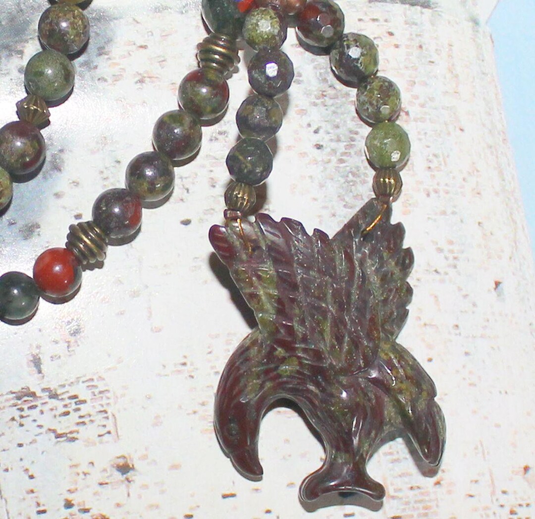 Double-sided Carved Dragon's Blood Raven Necklace. Dragon's Blood and ...