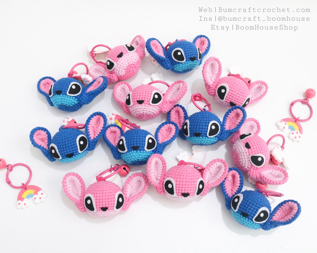 Ready-to-ship, Stitch and Angle Keychain, Handmade Decor, Amigurumi ...