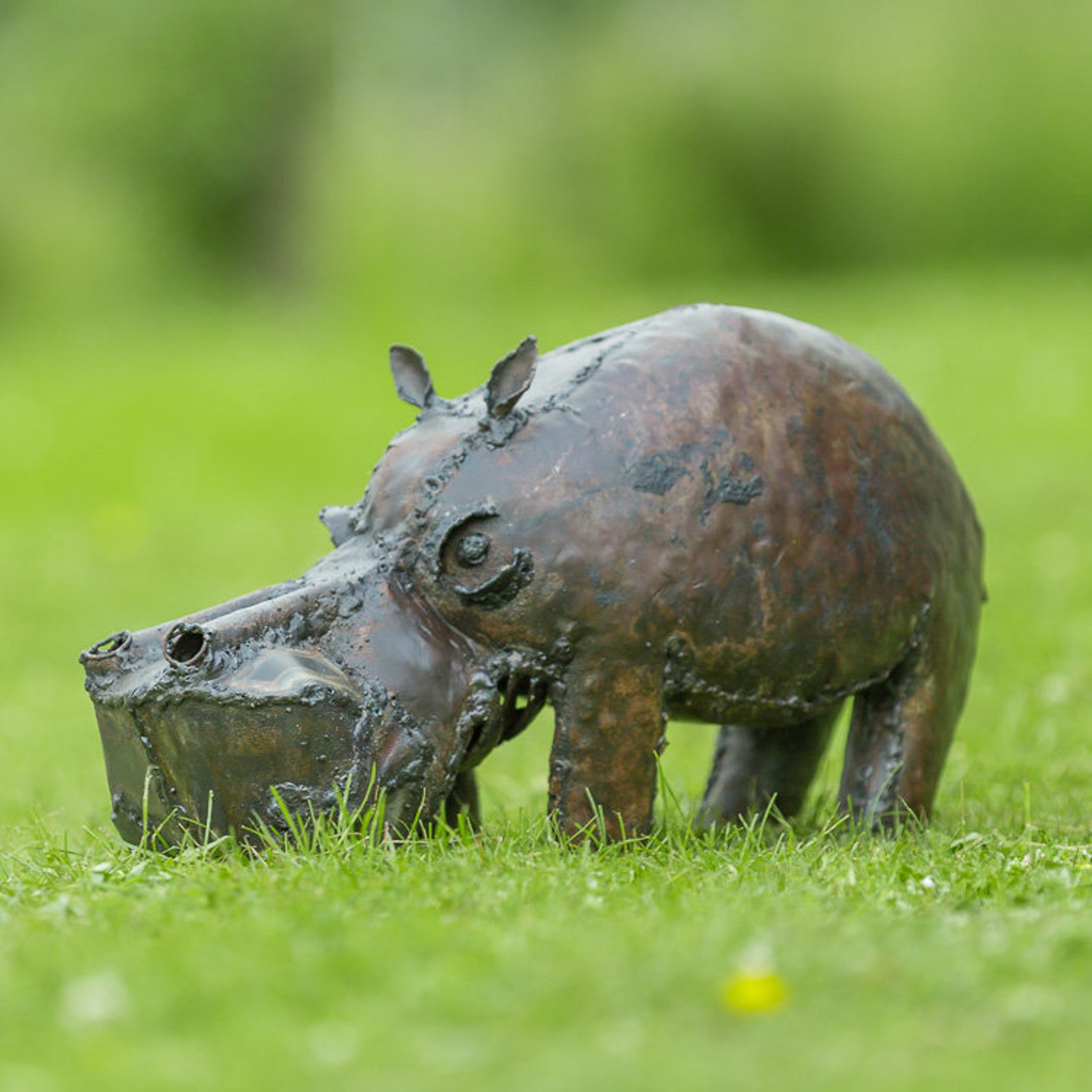 Hippo Metal Hippo Garden decoration Handmade statue | Etsy