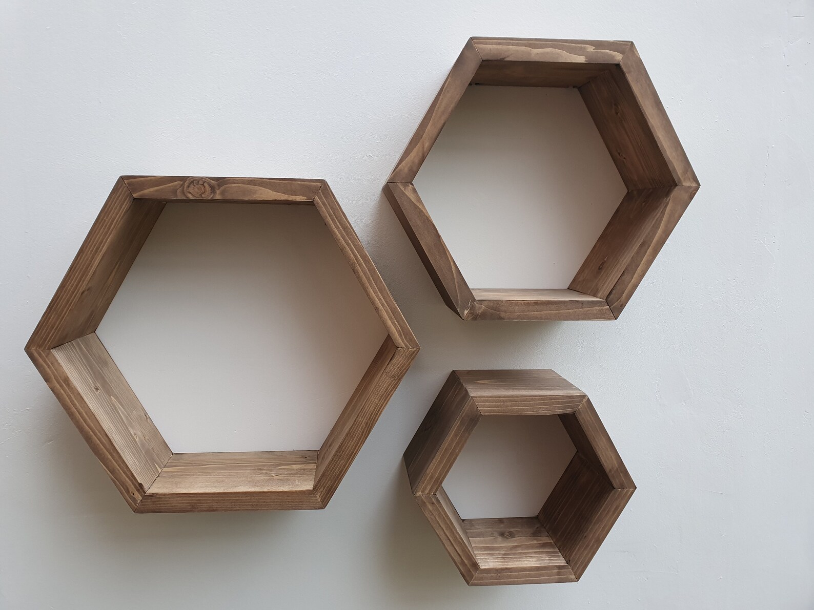 Set of 3 Wooden Handmade Hexagon Shelves Made From Pine Wood - Etsy UK