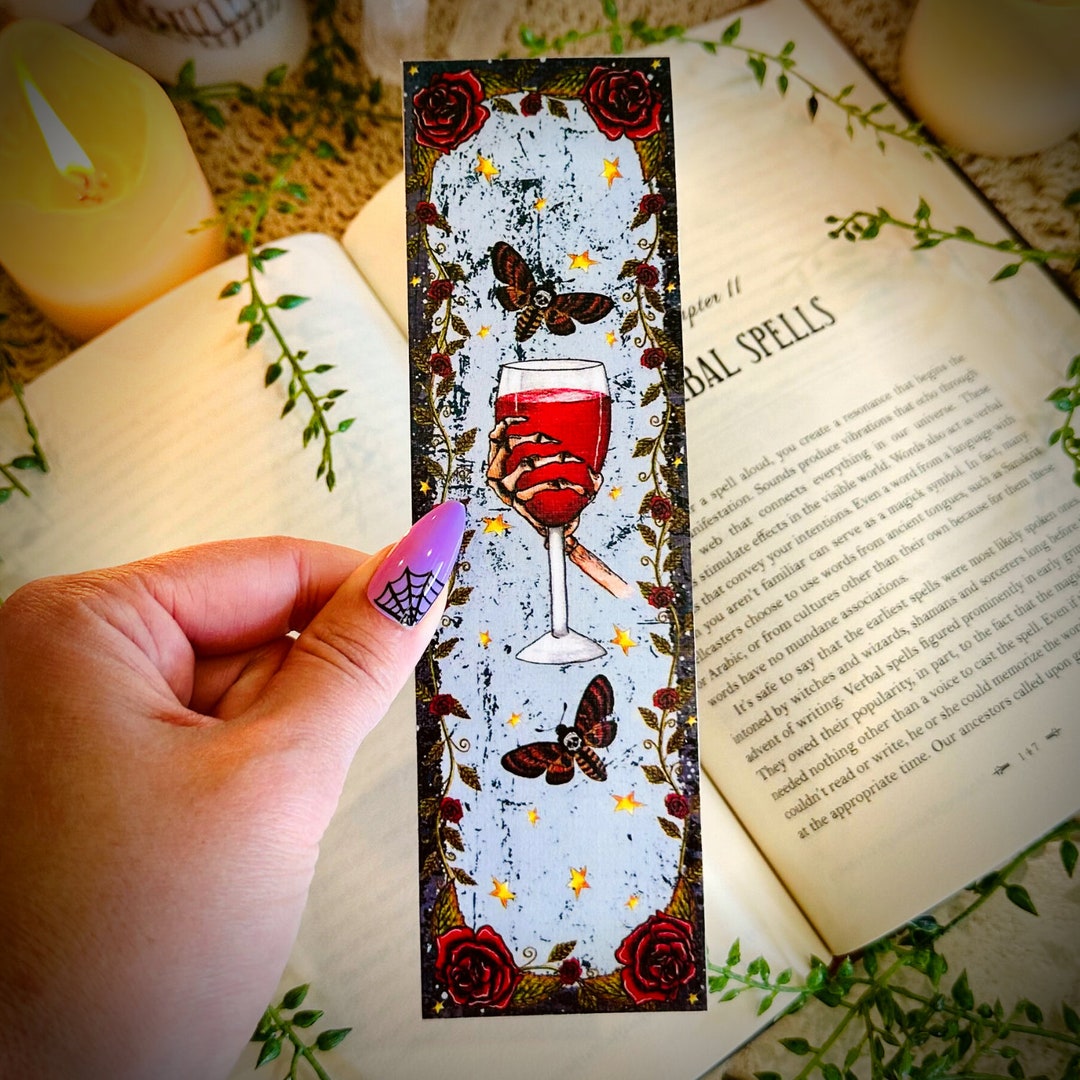 Spooky Skeleton Vampire With Death Moths Bookmark, Goth Dark Academia ...