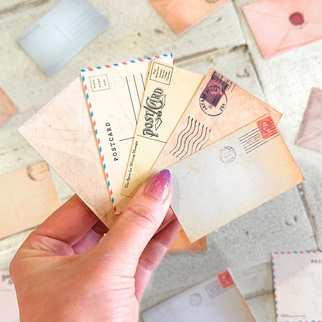 Handmade Pack of 20 Mini Vintage-style Mail Die Cuts, No White Borders ...