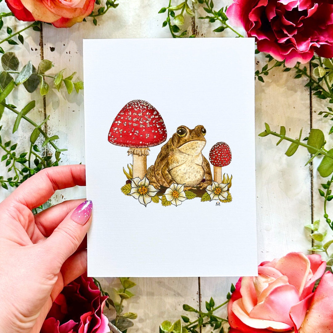 Cottagecore Frog Art Print: Whimsical Mushroom Design - Etsy