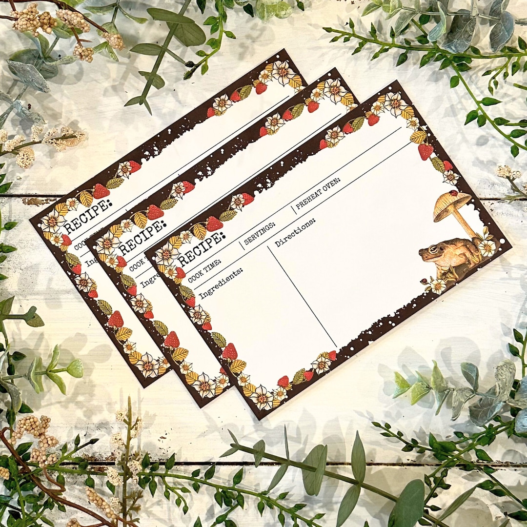 Cottagecore Recipe Cards: Toad & Mushroom Design, Set of 10 - Etsy