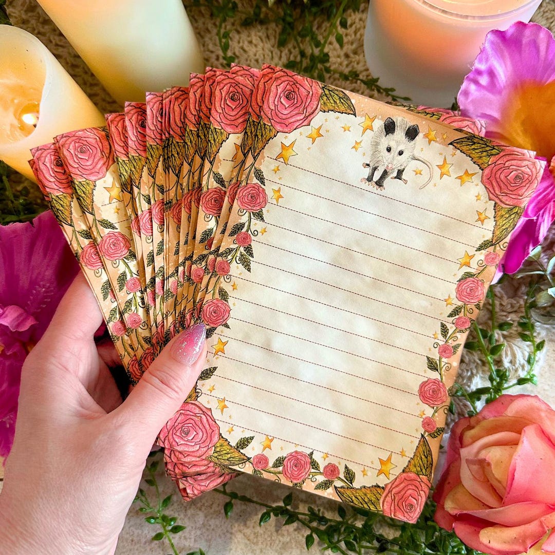 20 Handmade Magical Possum Note Papers, 5x7 Inch, for Journaling Ephemera or Letter Writing ...