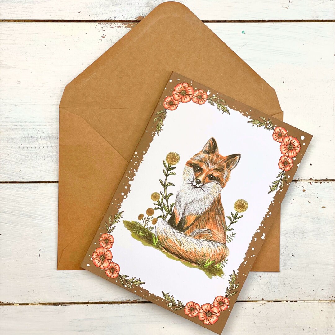 Fox Greeting Card Cottagecore Design - Etsy
