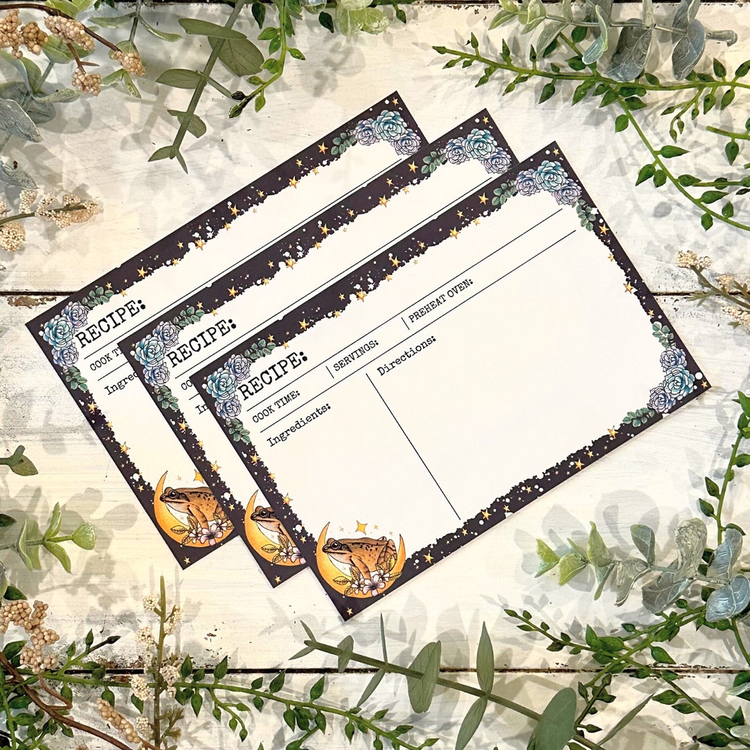 Cottagecore Recipe Cards: Witchy Frog Moon Illustration, Set of 10 - Etsy