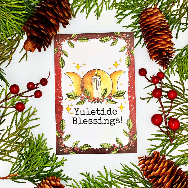 Witchy Yule Card With Triple Moon, Stationery for Witch - Etsy