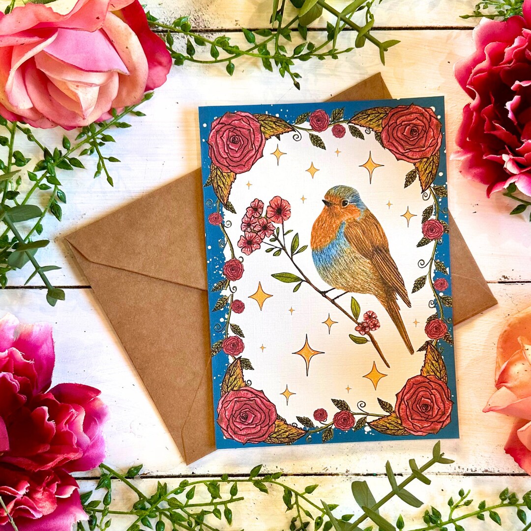 Handmade Robin Cottagecore Blank Greeting Card, Gift for Nature Lovers ...