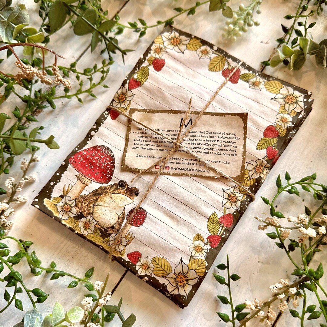 Handmade Letter Writing Papers With Cottagecore Toad and Mushroom ...