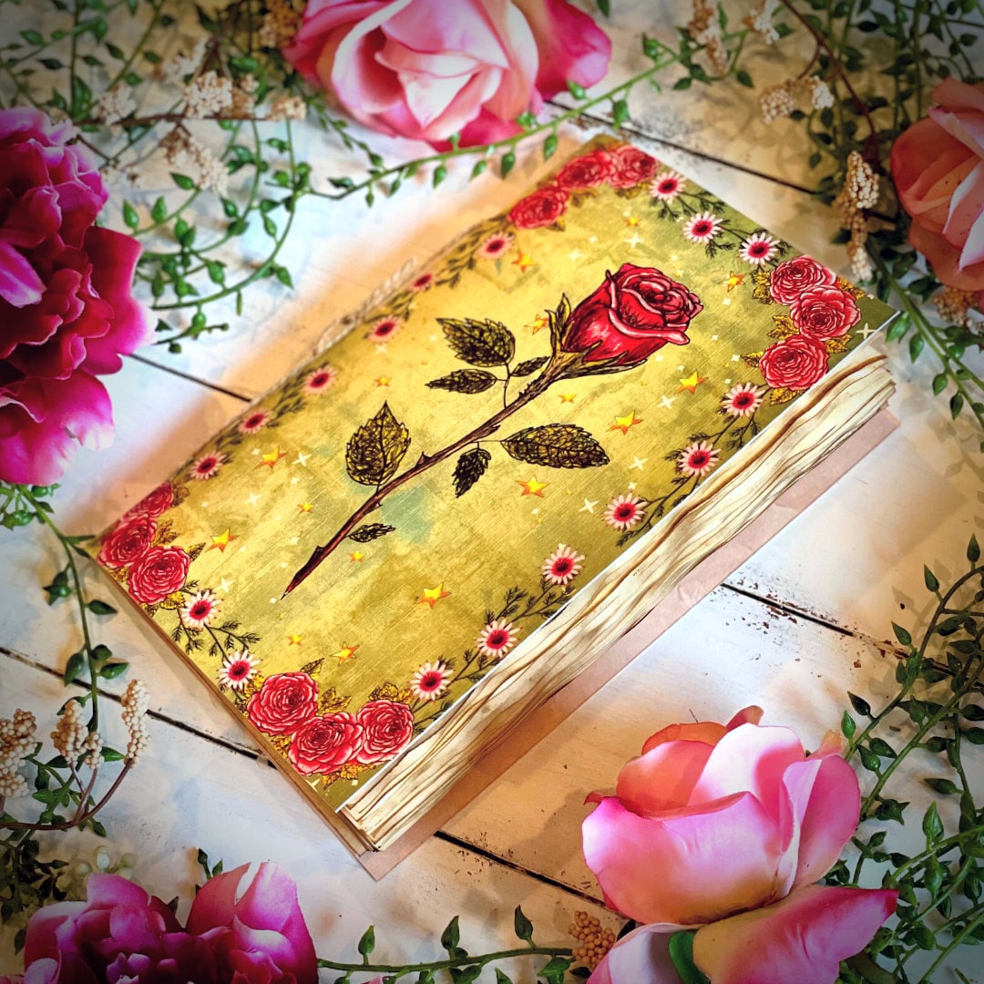 Handmade Green Magic Rose Grimoire With Coffee-dyed Pages, Vegan Book ...