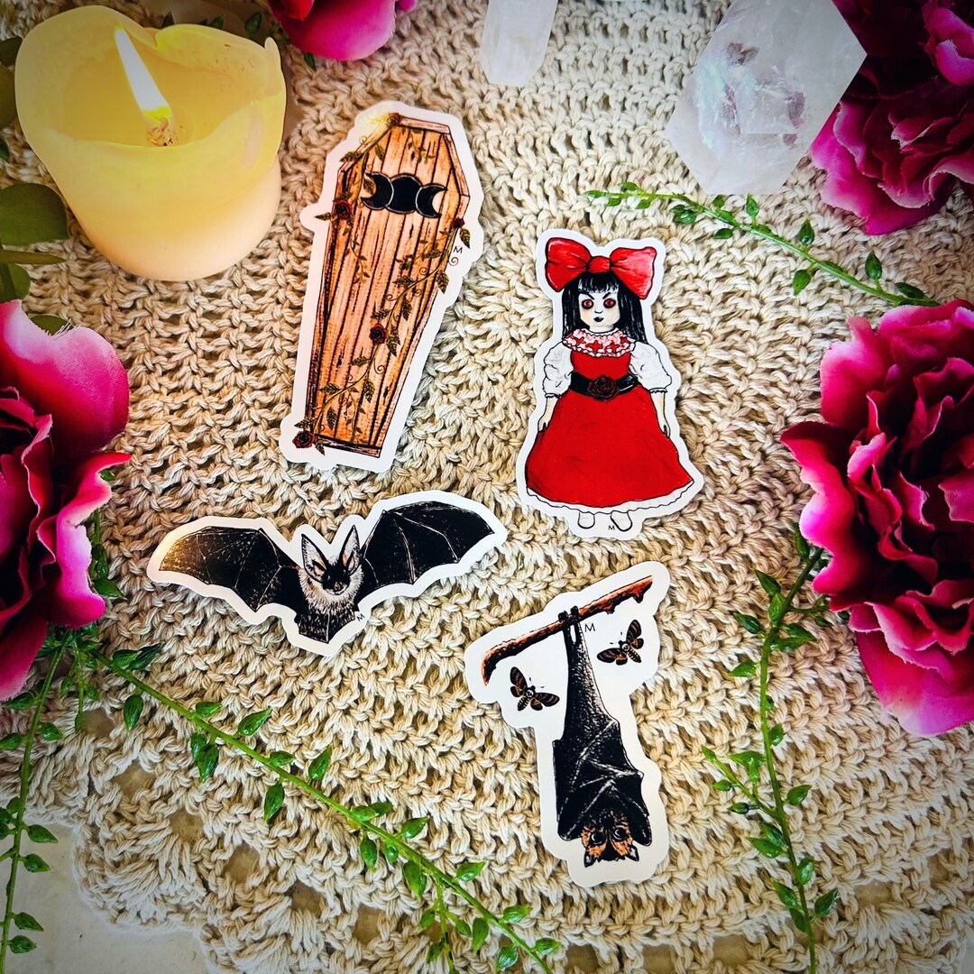 Spooky Goth Aesthetic Sticker Pack, Featuring a Possessed Demon Doll ...
