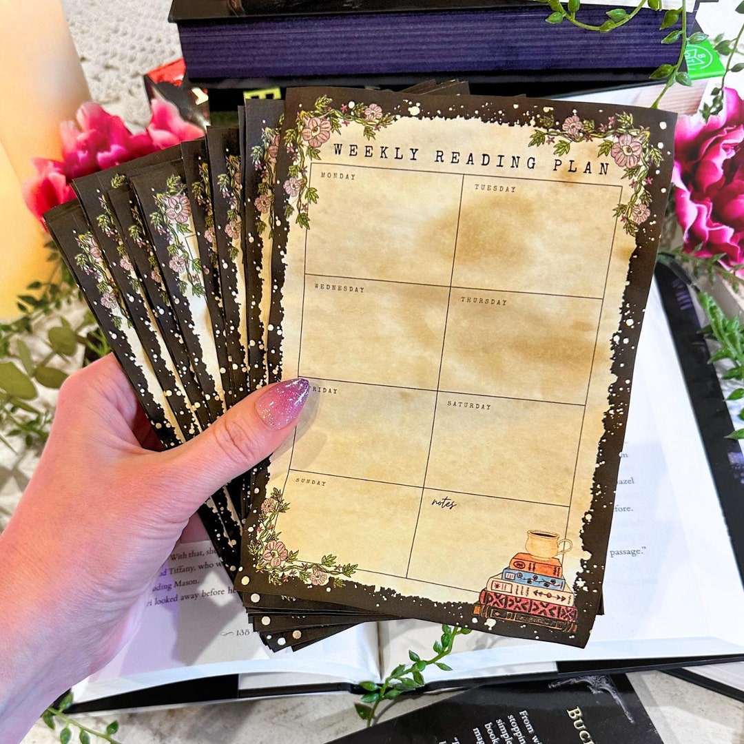 Handmade Weekly Reading Plan Planner Papers (20), 5x7 Inch, Coffee-dyed ...