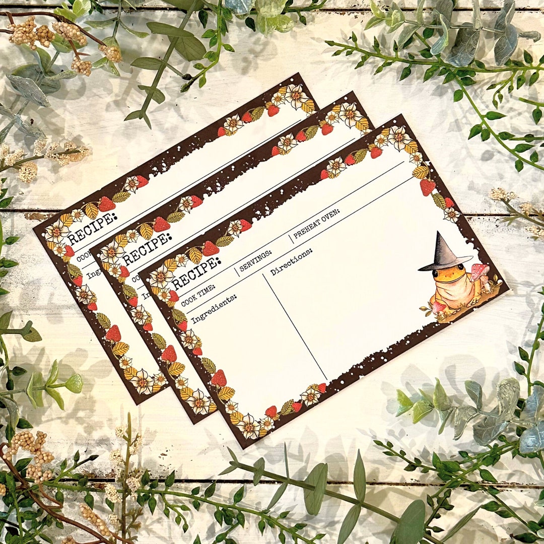Cottagecore Recipe Cards: Witchy Frog & Strawberries, Set of 10 - Etsy