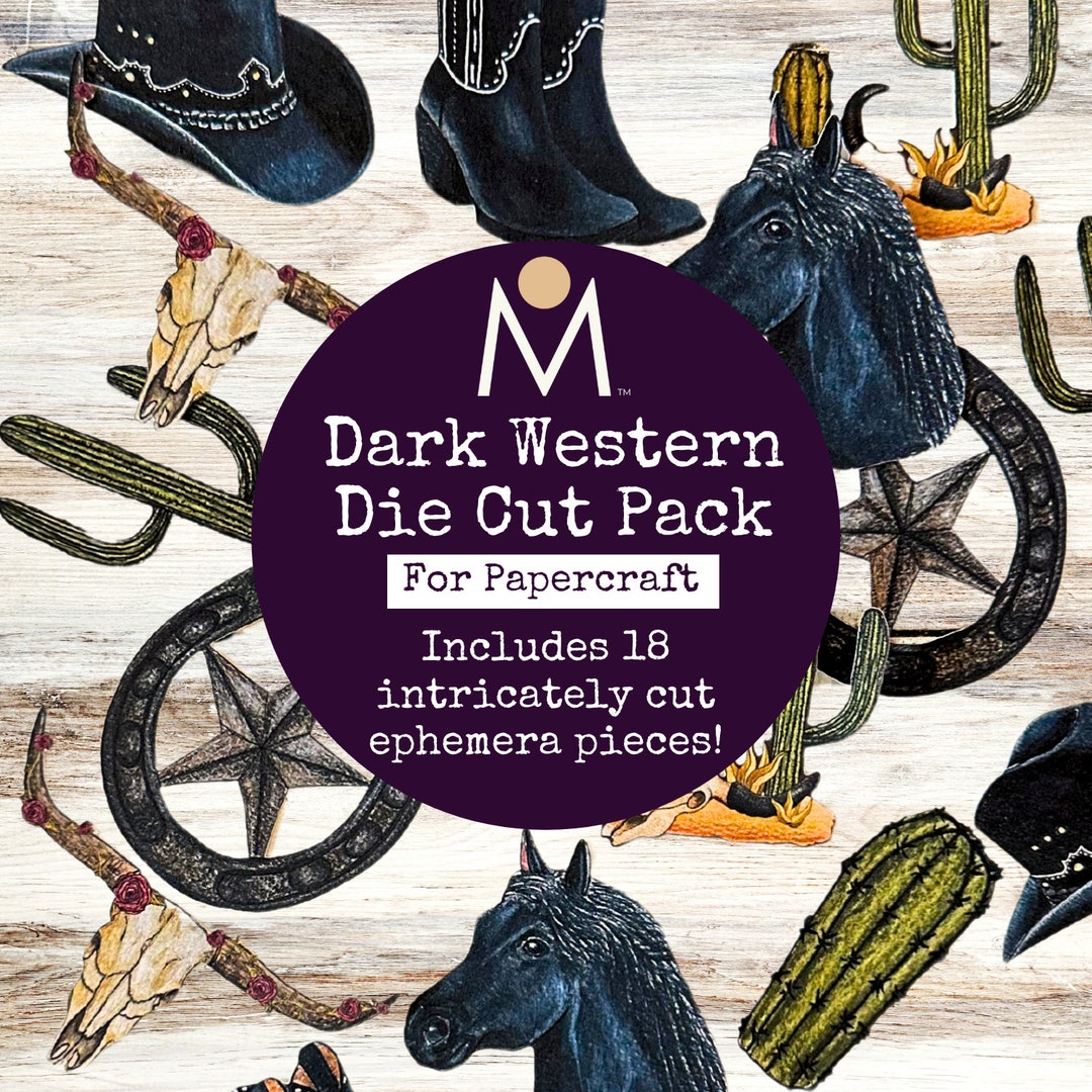 Pack of 18 Die Cut Dark Western Aesthetic Ephemera for Papercraft ...