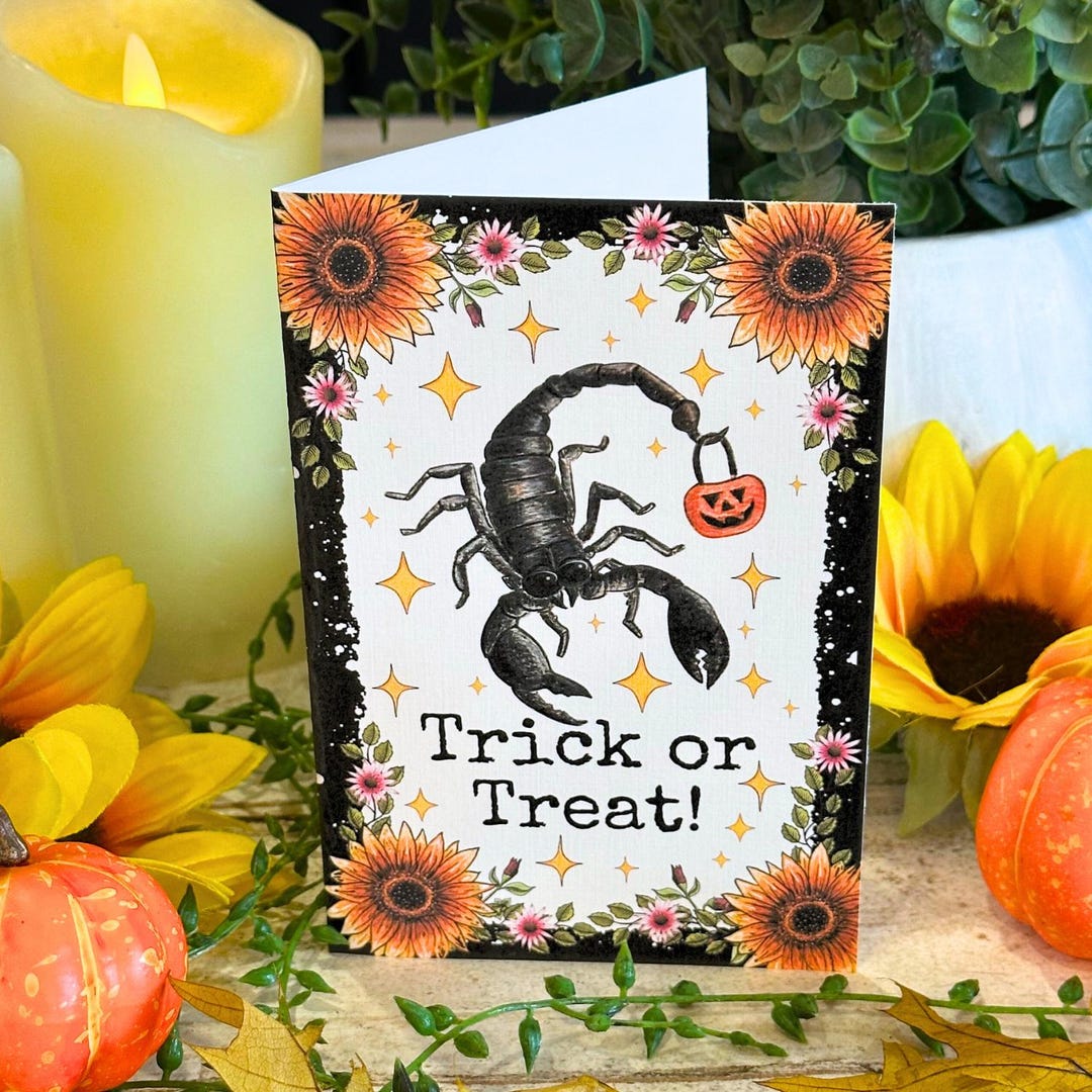Handmade Halloween Scorpion Card: Gothic Witchy Stationery - Etsy