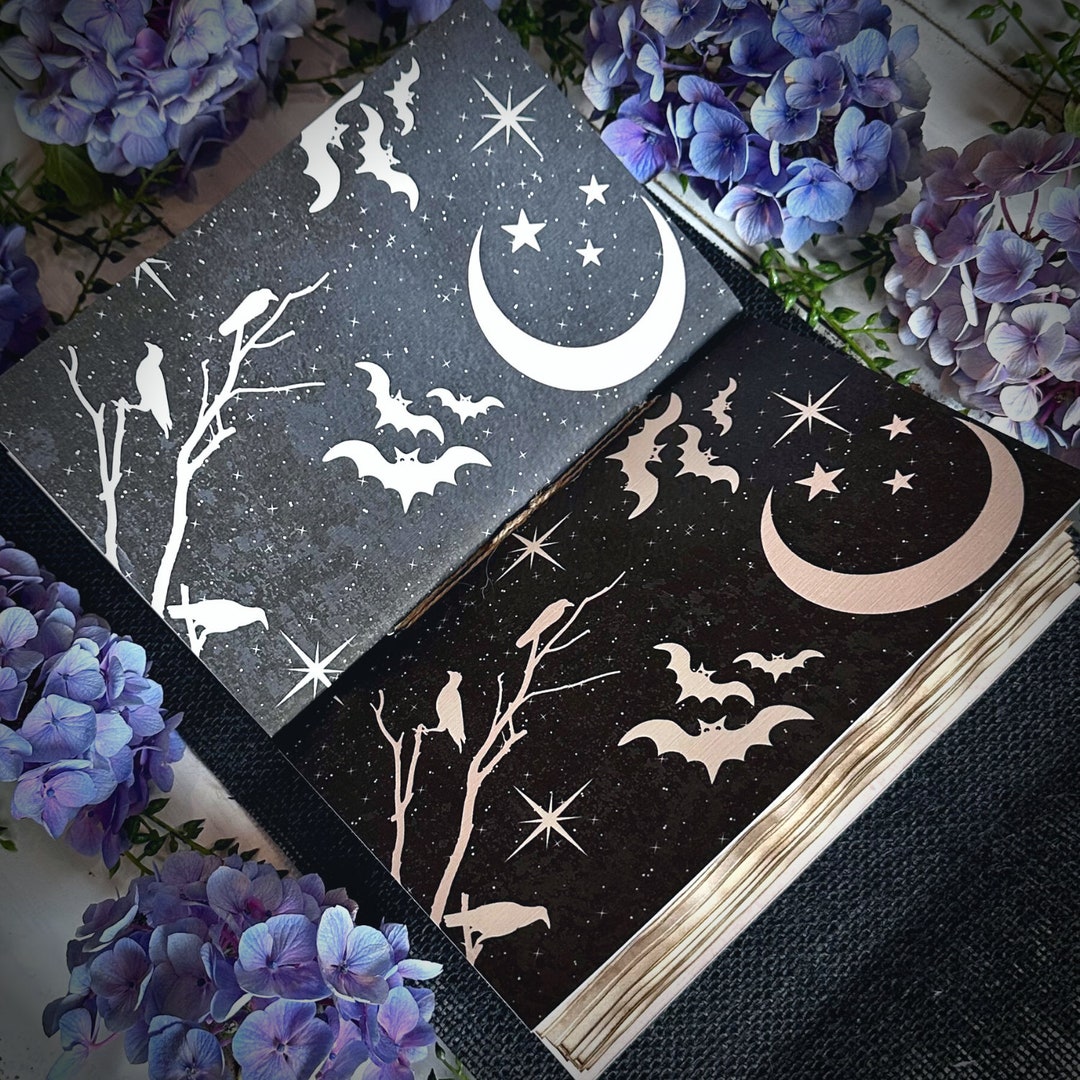 Spooky Black Goth Journal, Bat and Raven Design, Handmade With Vegan ...