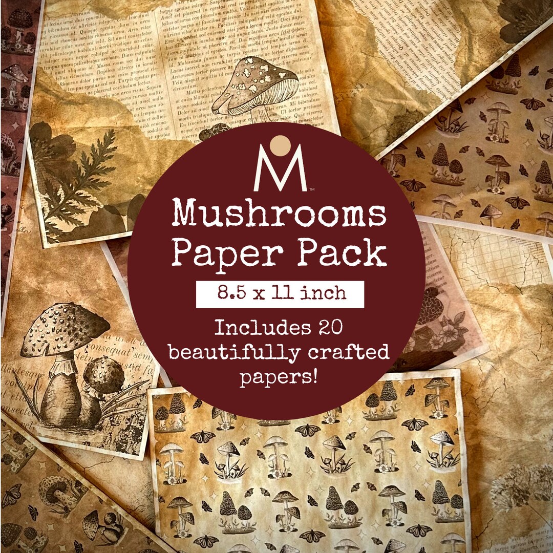Pack of 20 Cottagecore Mushroom Papers Coffee-dyed and Vellum for ...