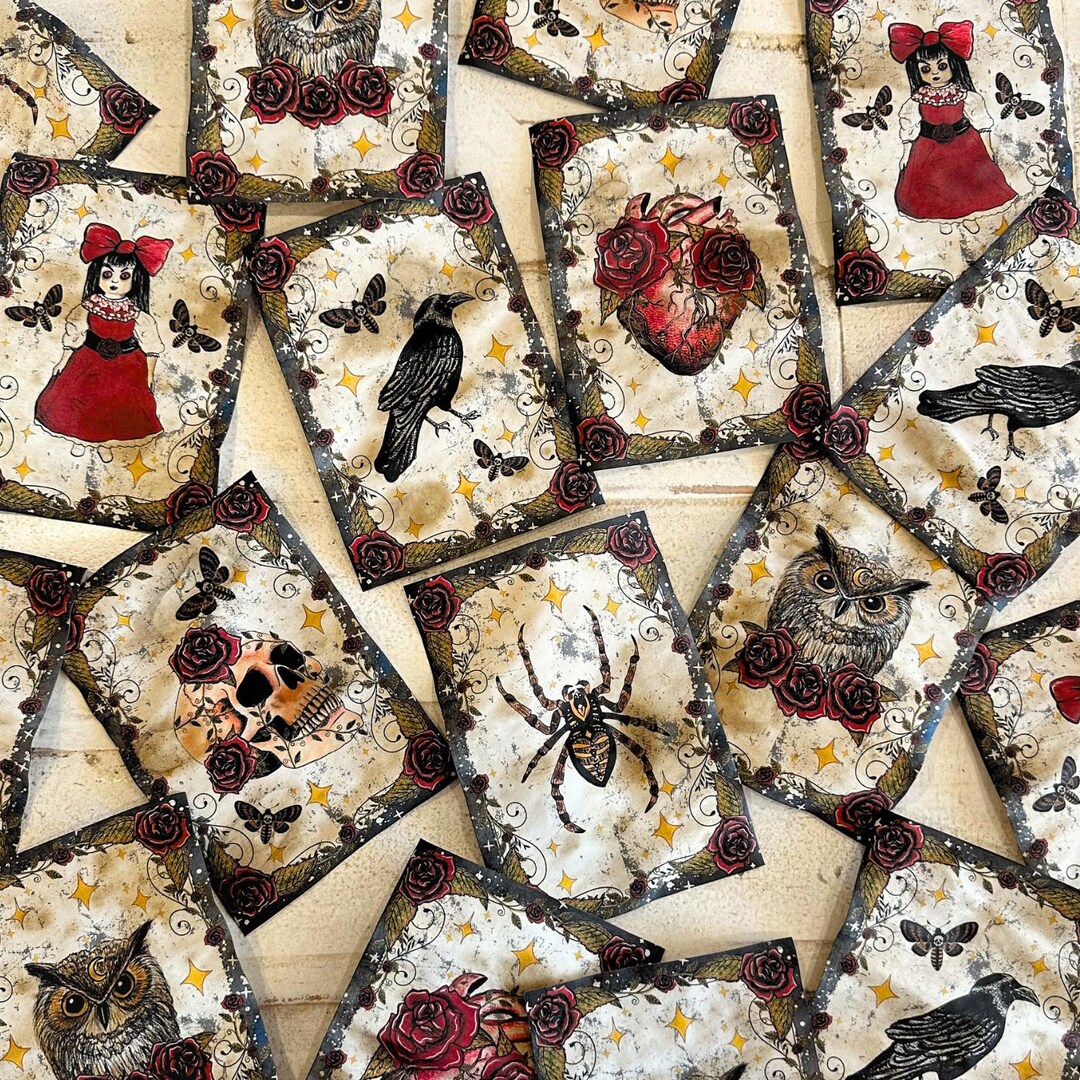 Handmade Spooky and Witchy Ephemera Kit, Pack of 18 4x6 Inch Coffee ...
