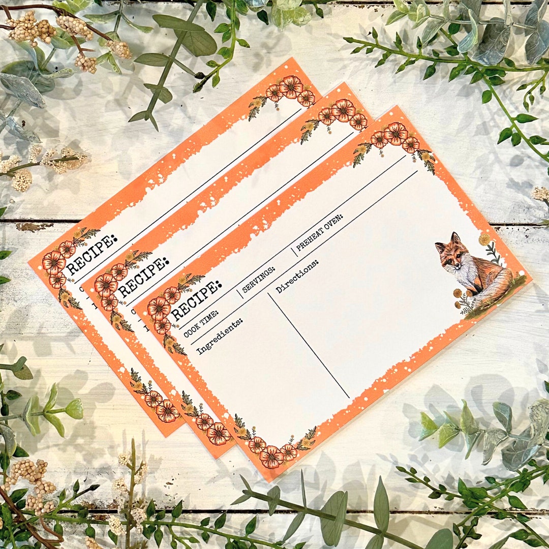 Set of 10 Cottagecore 4x6 Inch Recipe Cards, Handmade and Hand ...
