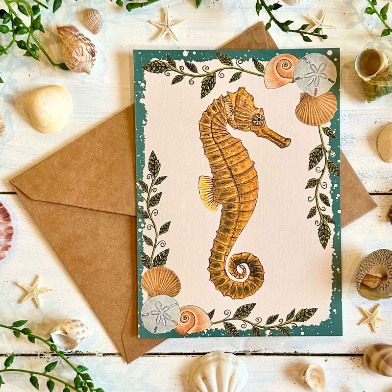 Seahorse Card - Etsy