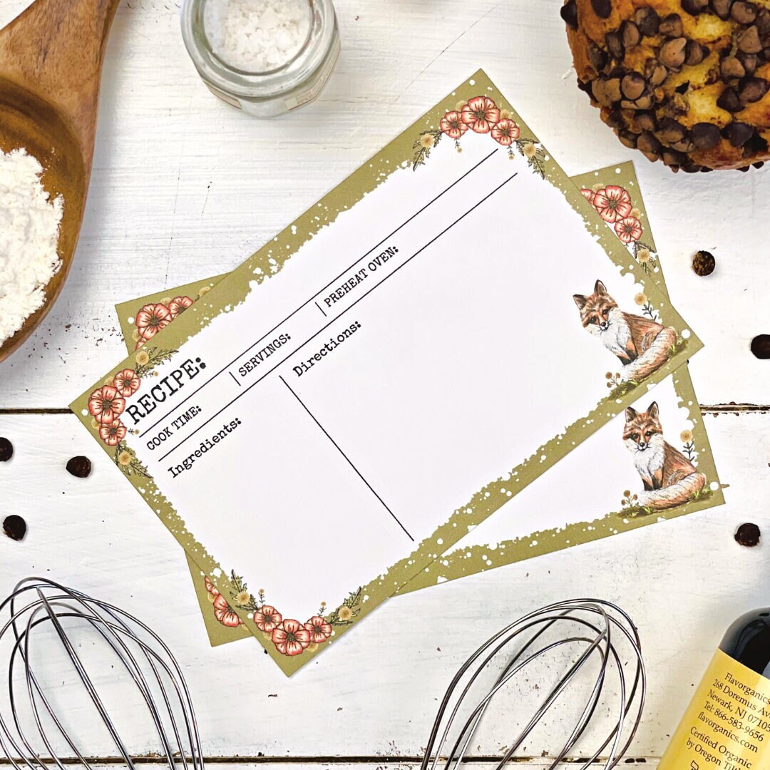 Cottagecore Fox Recipe Cards: Linen Finish, Set of 10 - Etsy