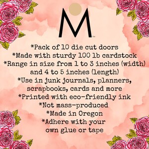 Pack of 10 Die Cut Doors for Papercraft Projects, Ephemera for DIY ...