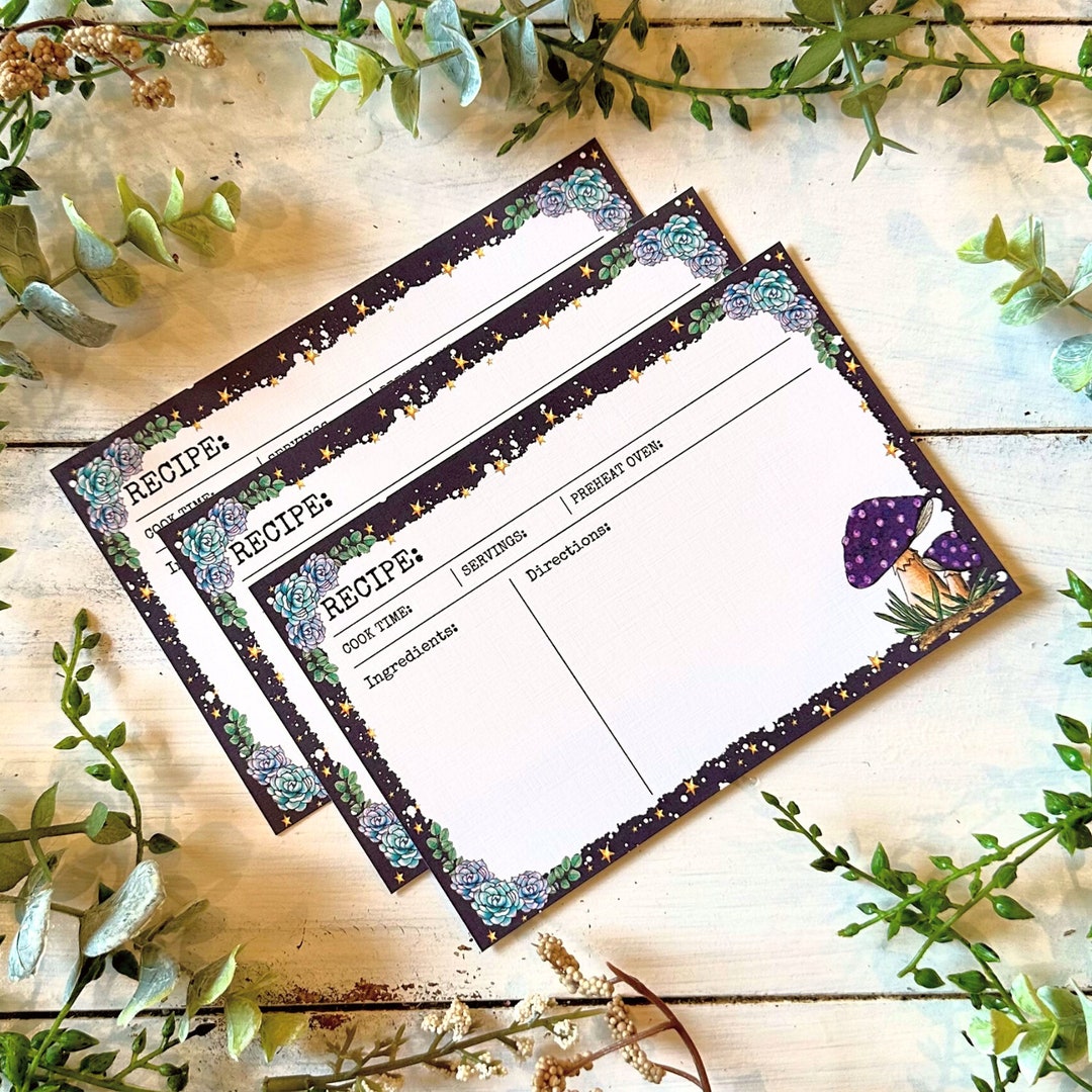 Set of 10 Fairycore 4x6 Inch Recipe Cards, Handmade and Hand ...