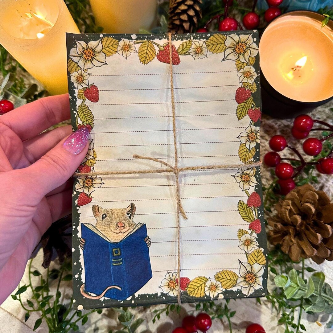 Handmade Bookish Mouse Note Paper Set, for Journaling Ephemera or ...