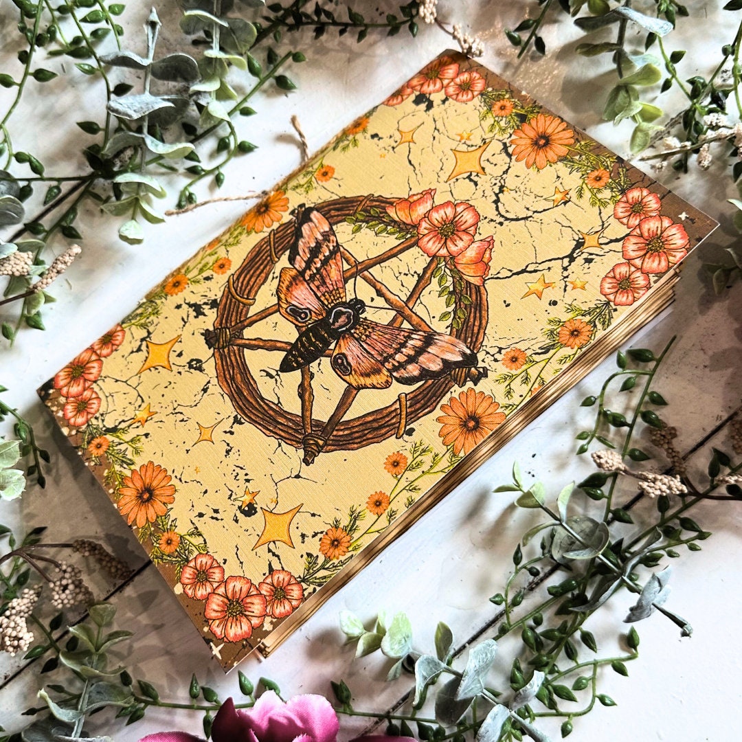 Handmade Witchy Journal With Moth Design, Vintage-aesthetic Pages, Gift ...