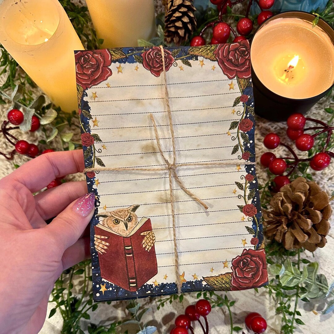 Handmade Bookish Owl Note Paper Set, for Journaling Ephemera or Letter ...