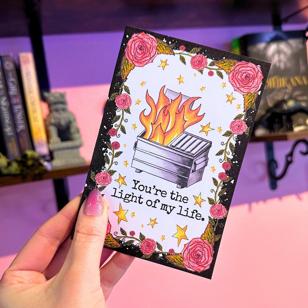Handmade Funny Dumpster Fire Card for Friendship or Anniversary, Dark ...