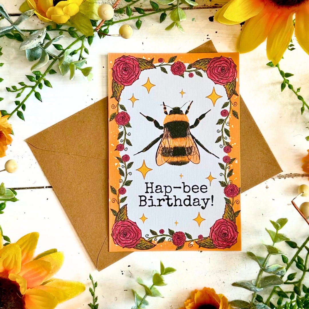 Handmade Bumble Bee Birthday Card, Gift for Gardener or Nature Lover ...