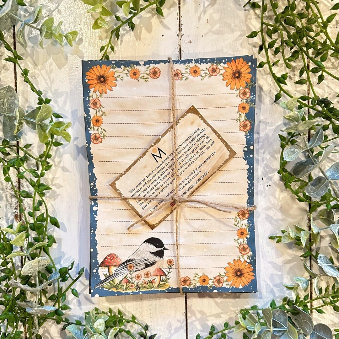 Handmade Letter Writing Papers With Cottagecore Chickadee Design ...